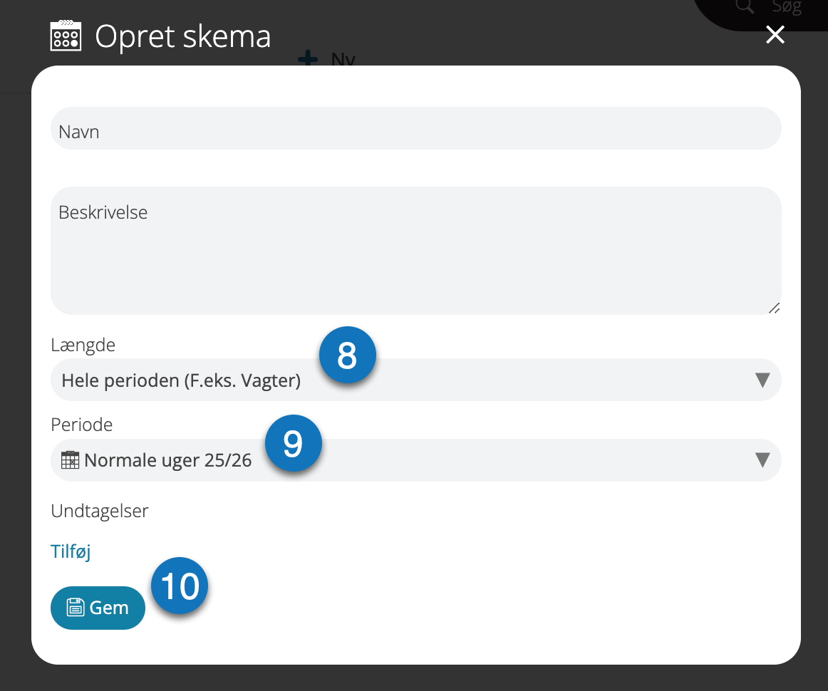 Opret skema for hele perioden – KOMiT a.m.b.a.